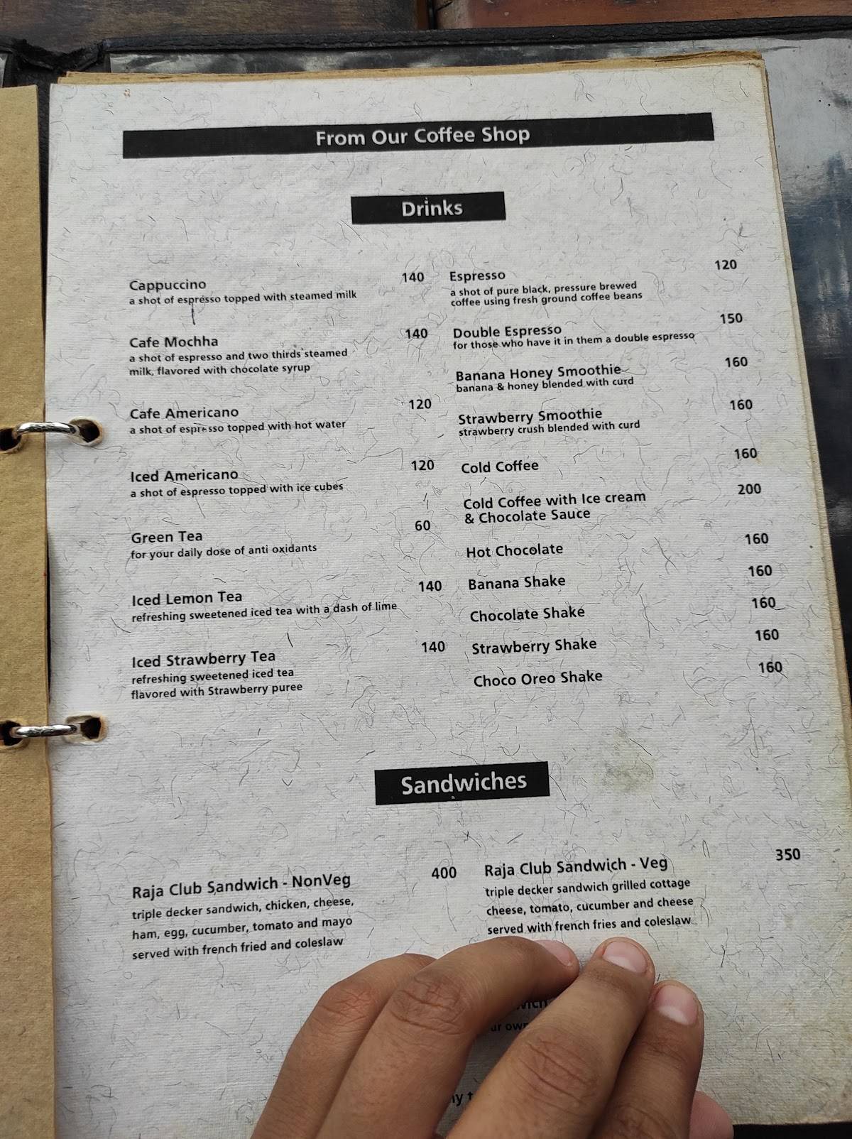 Menu at Raja Cafe Restaurant, Khajuraho