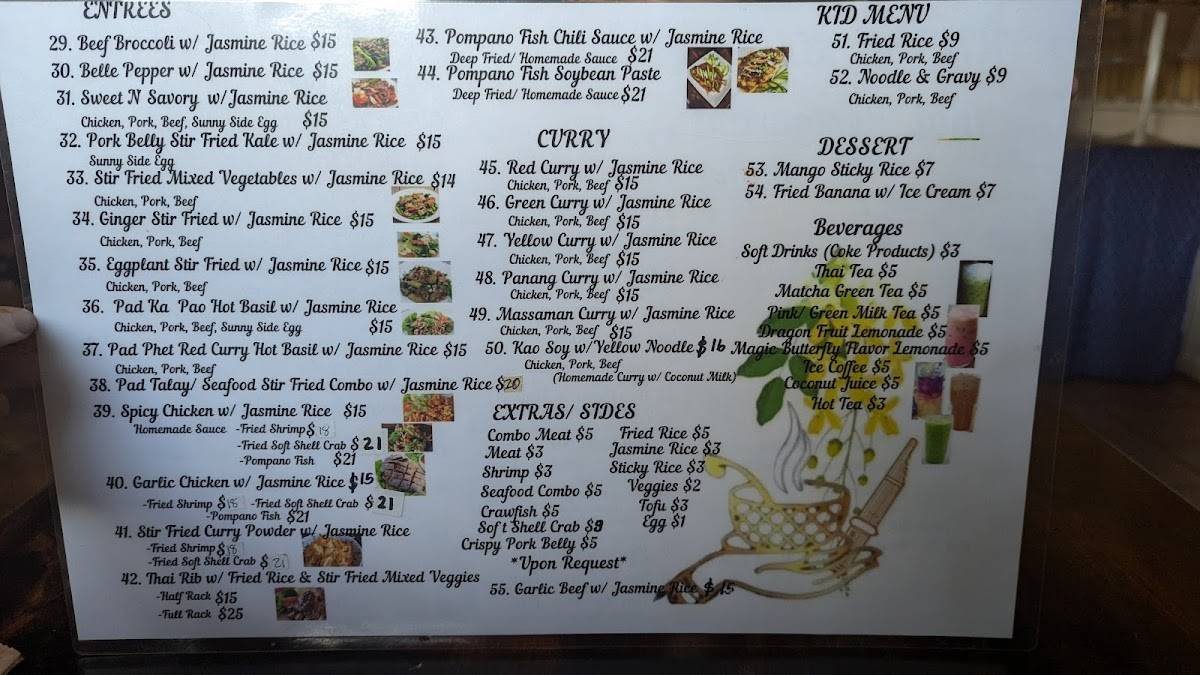 Carta de Kham Koon Thai Restaurant & Lunch Buffet, Lafayette