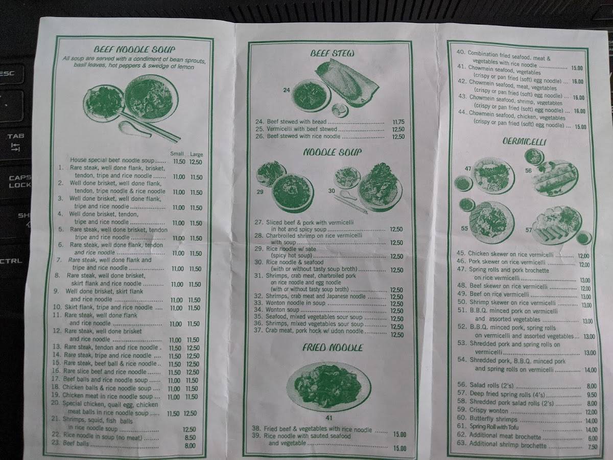 Menu at Kim Hoang Restaurant, Surrey