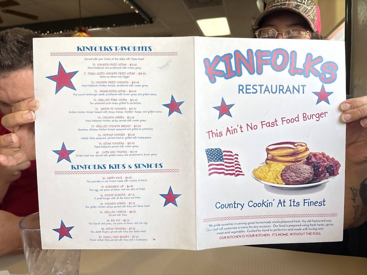 Menu at Kinfolks Restaurant, Nacogdoches