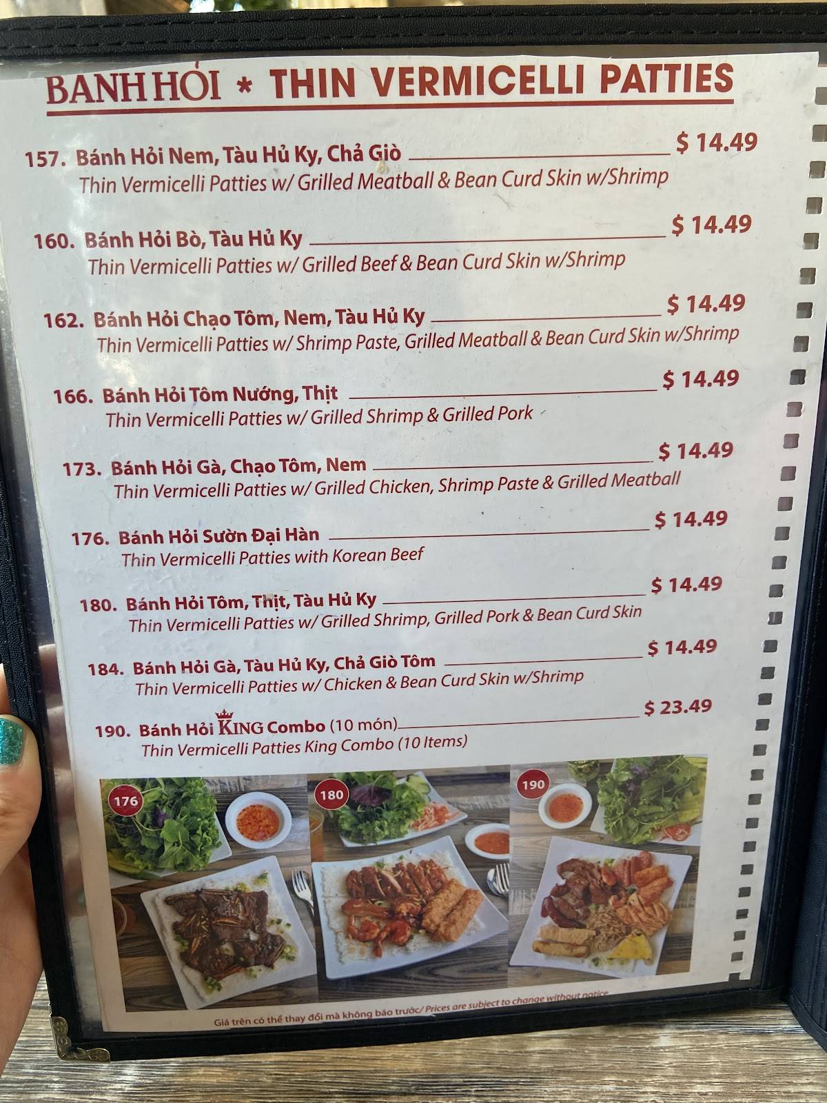 Menu at King Com Tam restaurant, San Gabriel, 120 E Valley Blvd Suite I & J