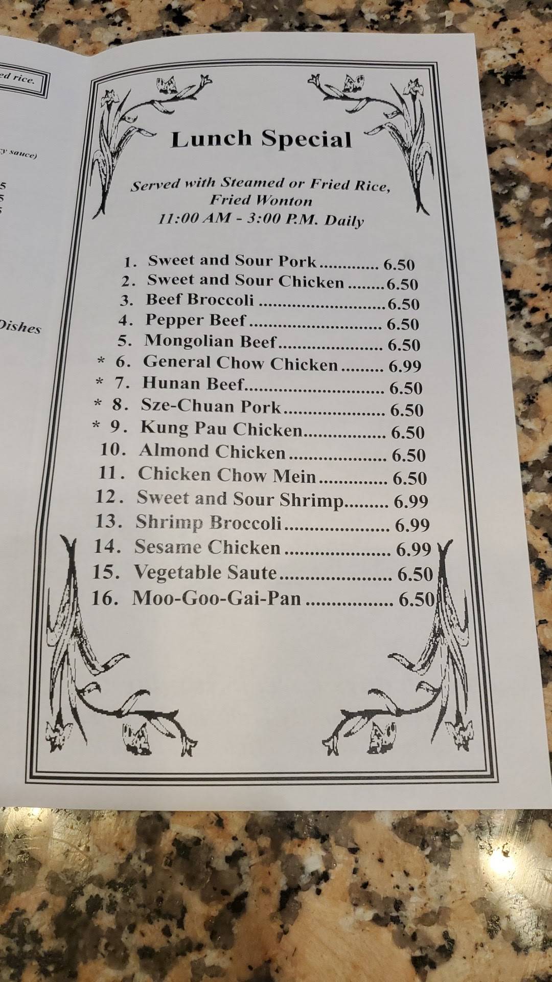 Menu at King Dragon restaurant, Gallup