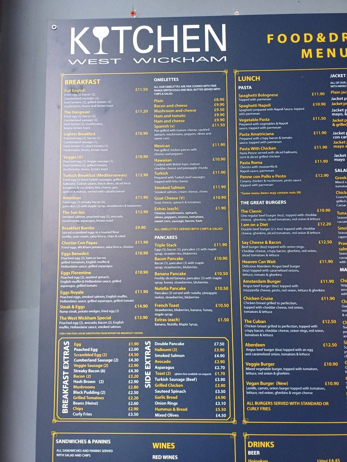 Menu at Kitchen West Wickham restaurant, West Wickham, 81 High St