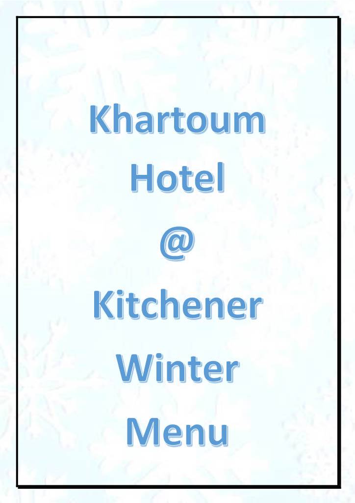 Menu at Khartoum Hotel pub & bar, Kitchener