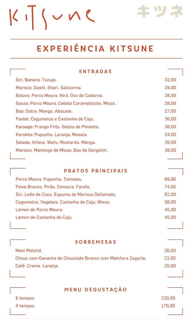 Menu em Kitsune restaurante, Curitiba, Alameda Dr. Carlos de Carvalho
