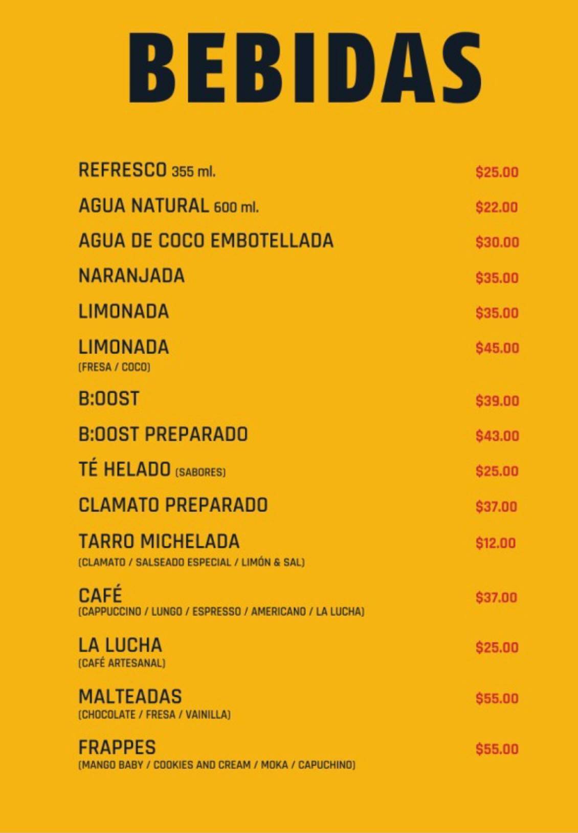 Carta del restaurante Kivana Wings, Uruapan