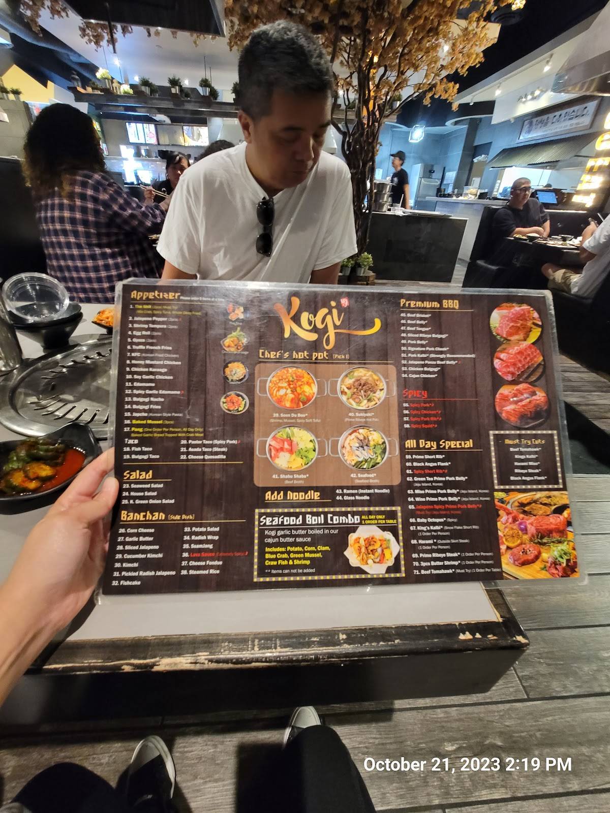 Menu at Kogi Korean BBQ & Seafood Hot Pot, Las Vegas