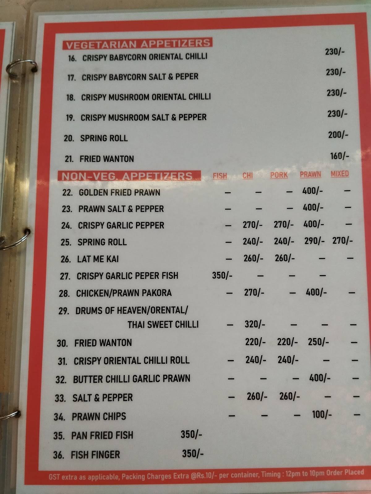 Menu at Sei Vui Restaurant, Kolkata, 17, Black Burn Ln, opposite ...