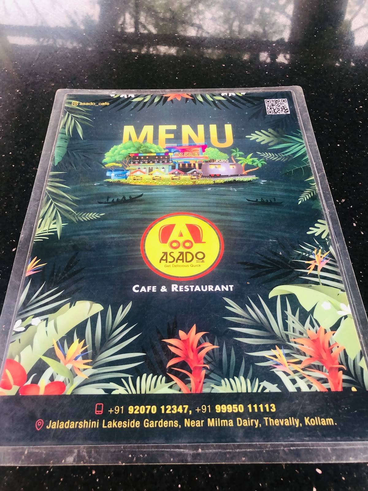 Menu at Asado Cafe, Kollam