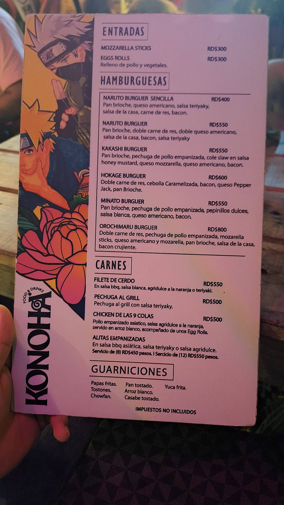 Menu at Konoha Food and Drinks restaurant, Santiago De Los Caballeros