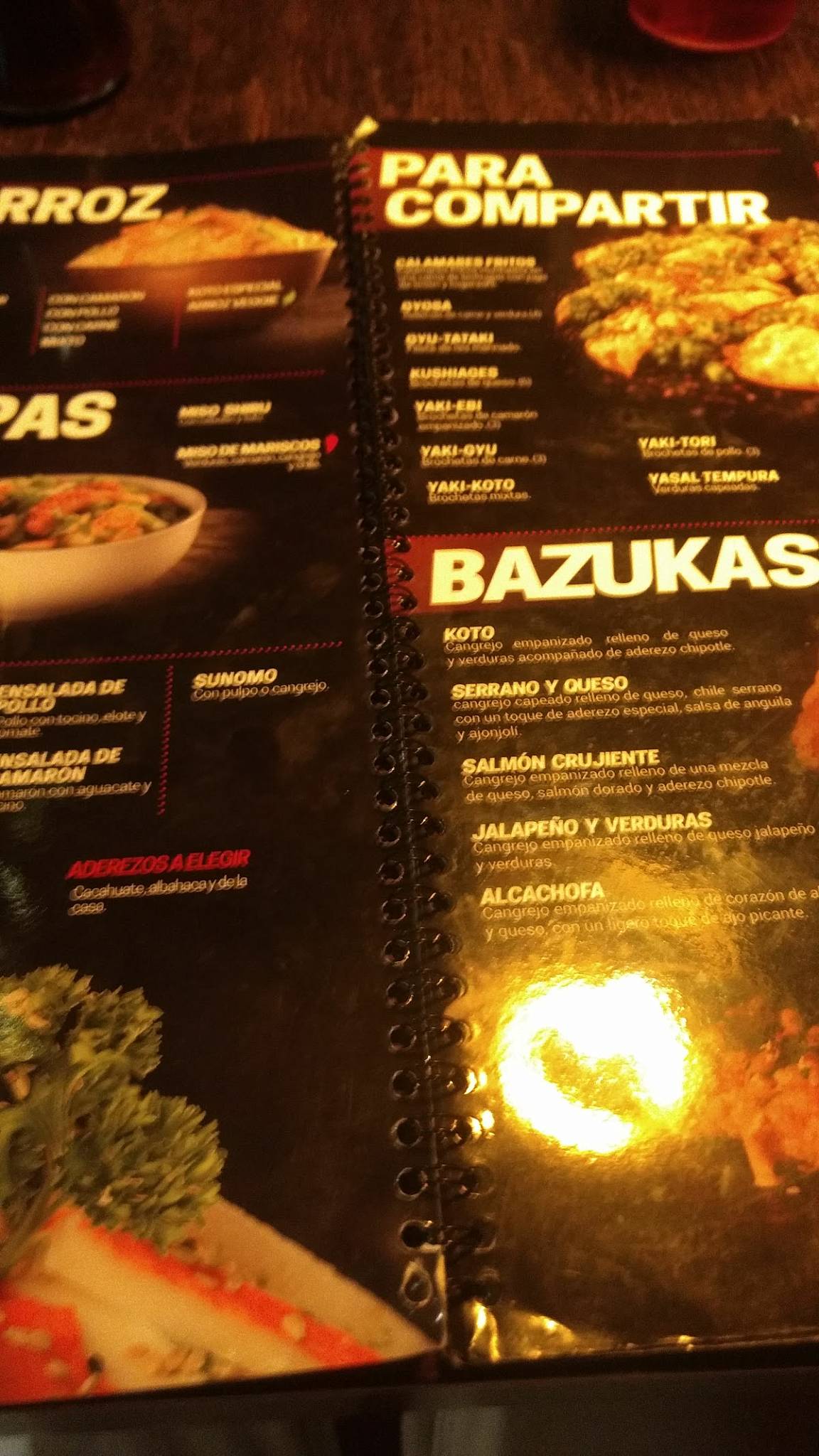 Carta de Koto sushi bar Revolución, Monterrey, Av. Revolución 3803