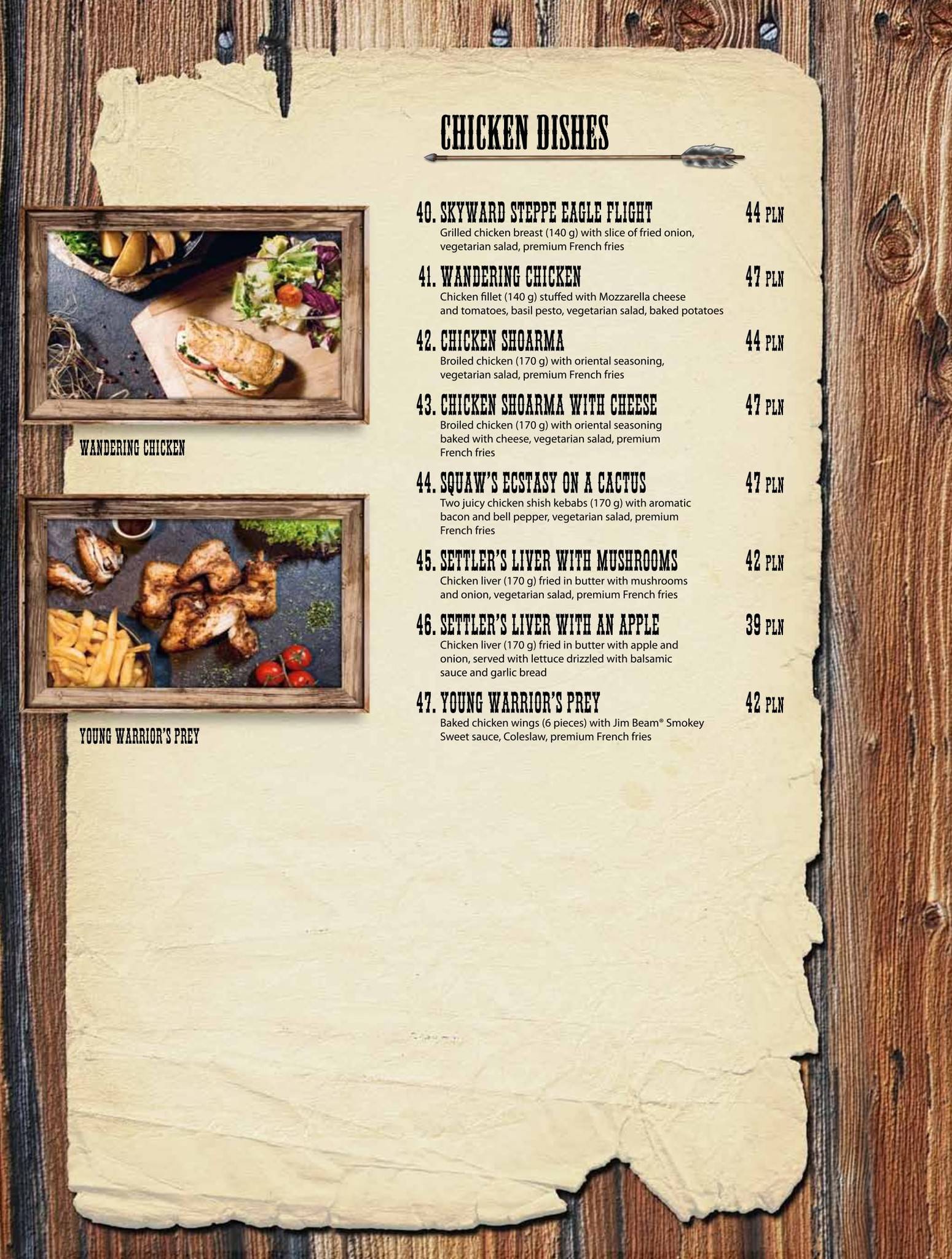 Menu at Sioux steakhouse, Kraków
