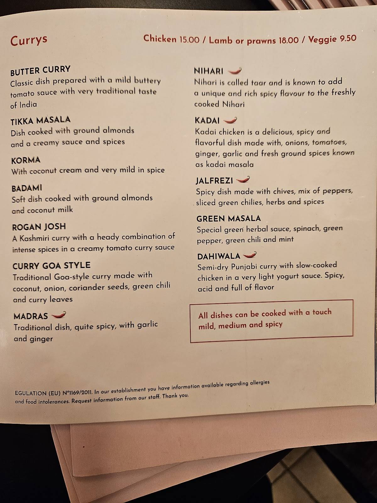 Menu at Krishná Port Portals - Indian Restaurant, Portals Nous