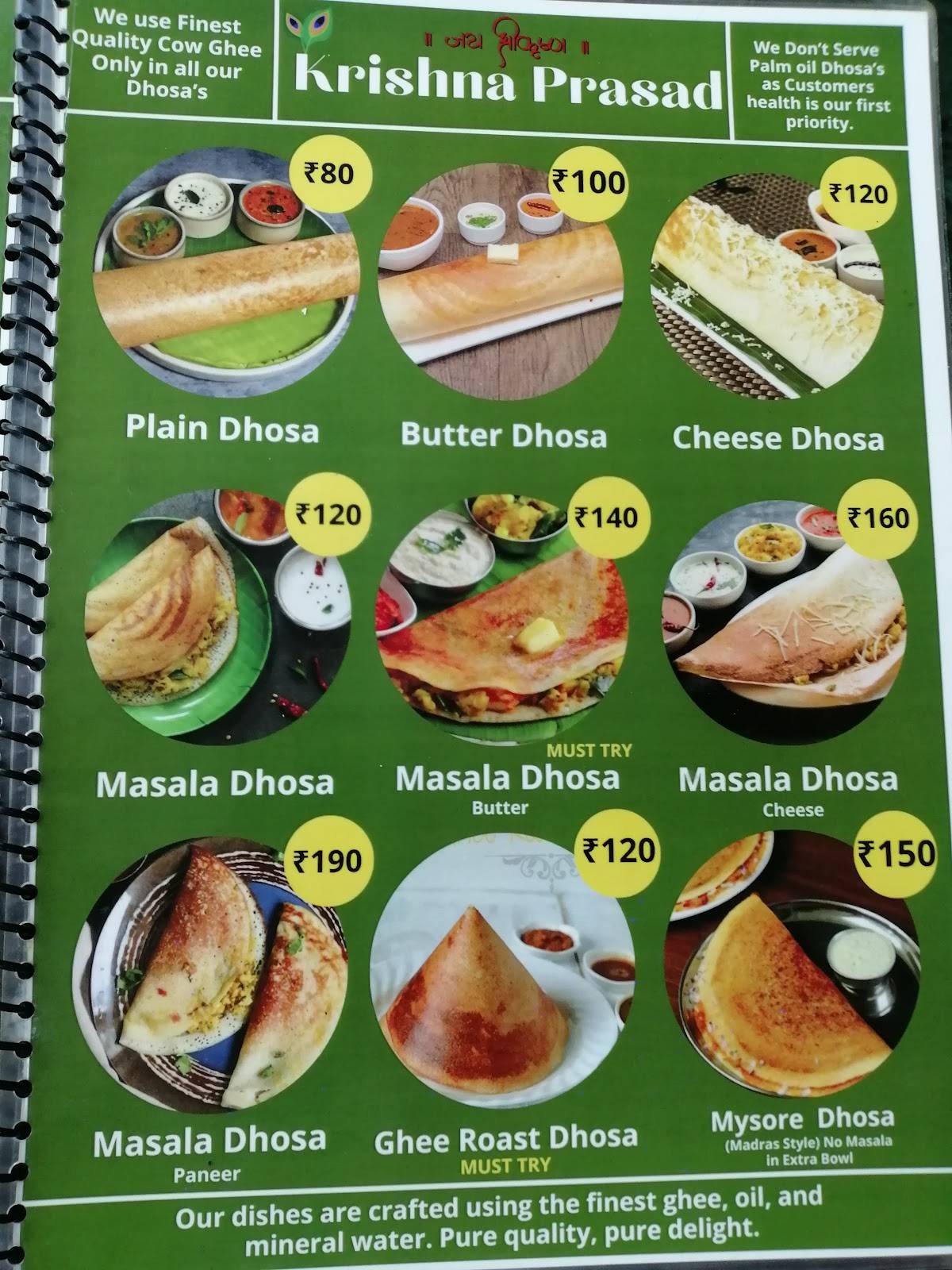 Menu at Krishna Prasad South Indian Food, Surat