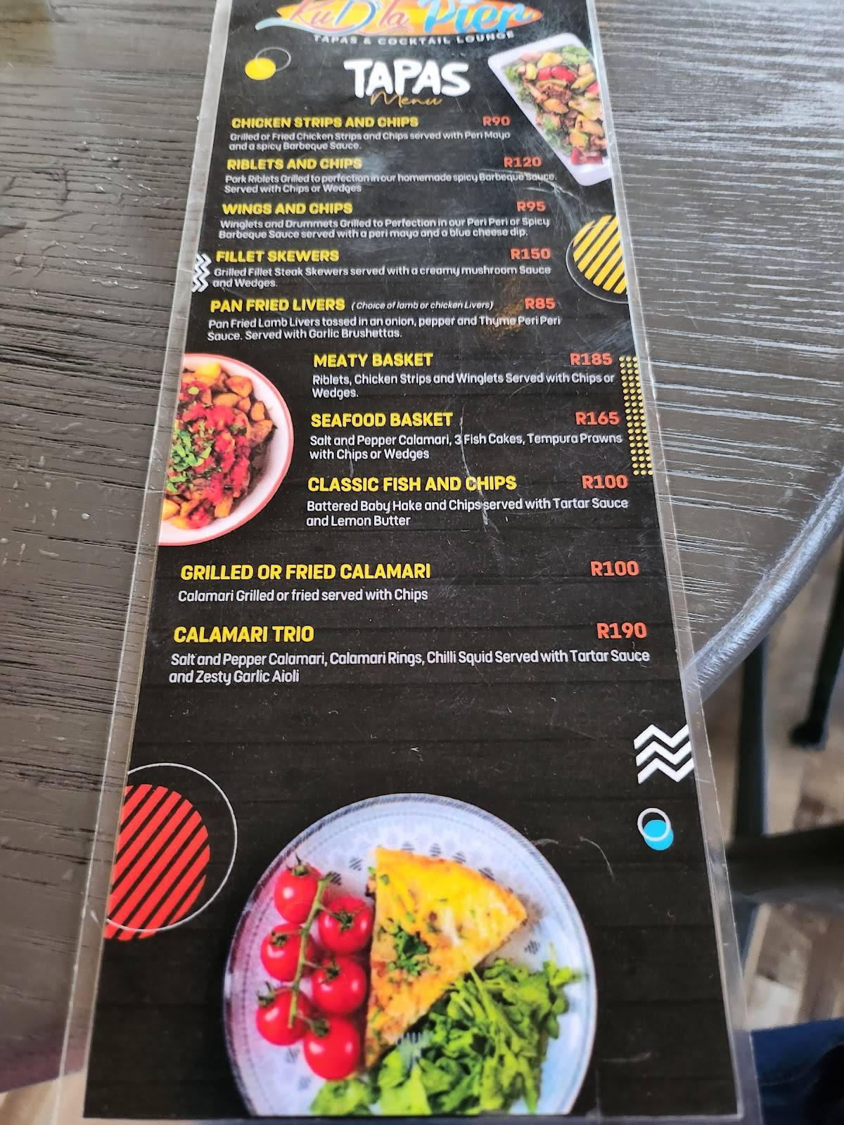 Menu at Ku D' Ta Pier restaurant, Durban