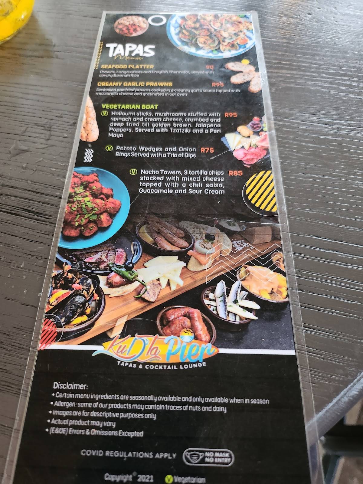 Menu at Ku D' Ta Pier restaurant, Durban