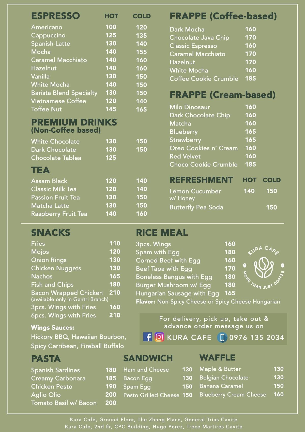 Menu at Kura Cafe - Manggahan, General Trias, General Trias