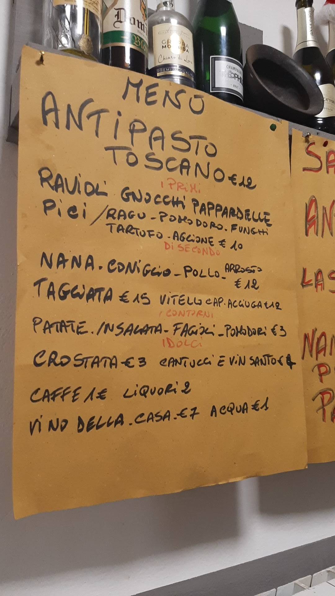Menu da L' Osteria ristorante, Arezzo