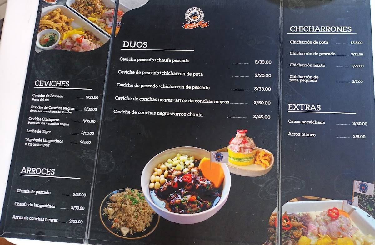 Carta del restaurante LA CASA DE LAS CONCHAS NEGRAS, La Victoria