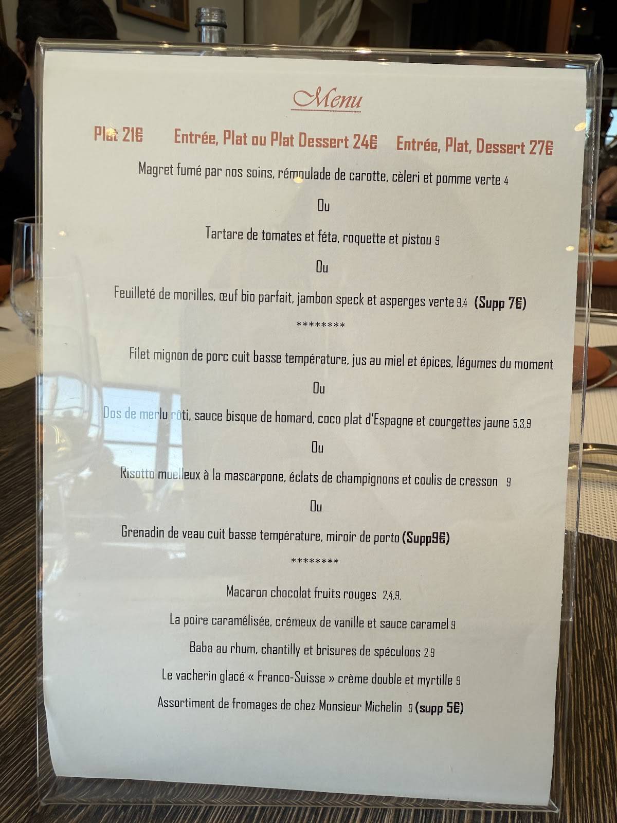 Menu au LA TABLE DU LAC restaurant, Divonne-les-Bains