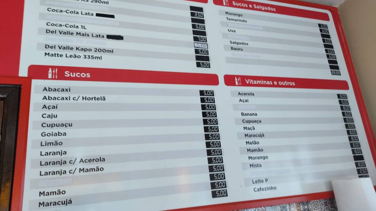 Menu at LANCHONETE BOM CAFÉ, Cuiabá
