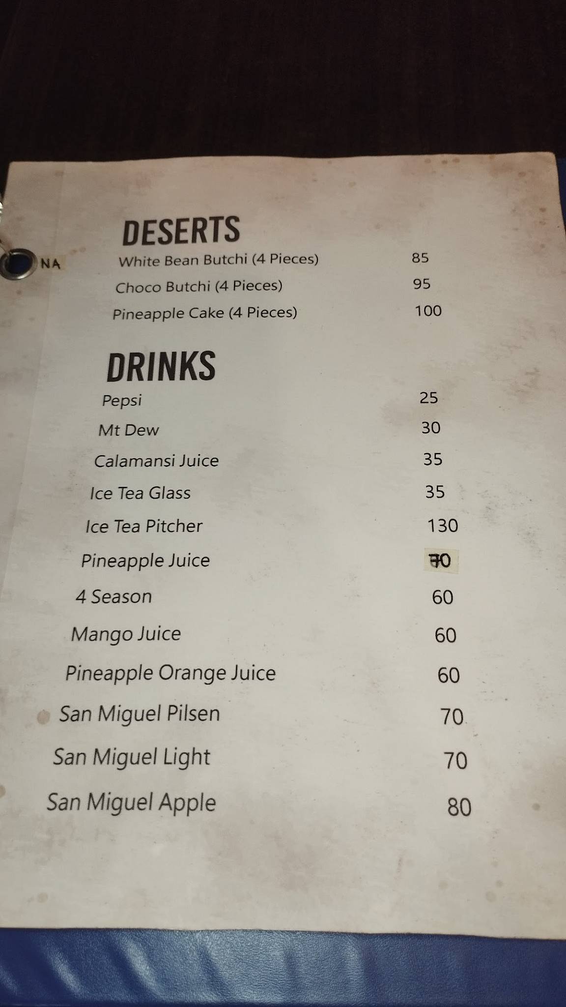 Menu at LANTIEN EXPRESS restaurant, Bacolod
