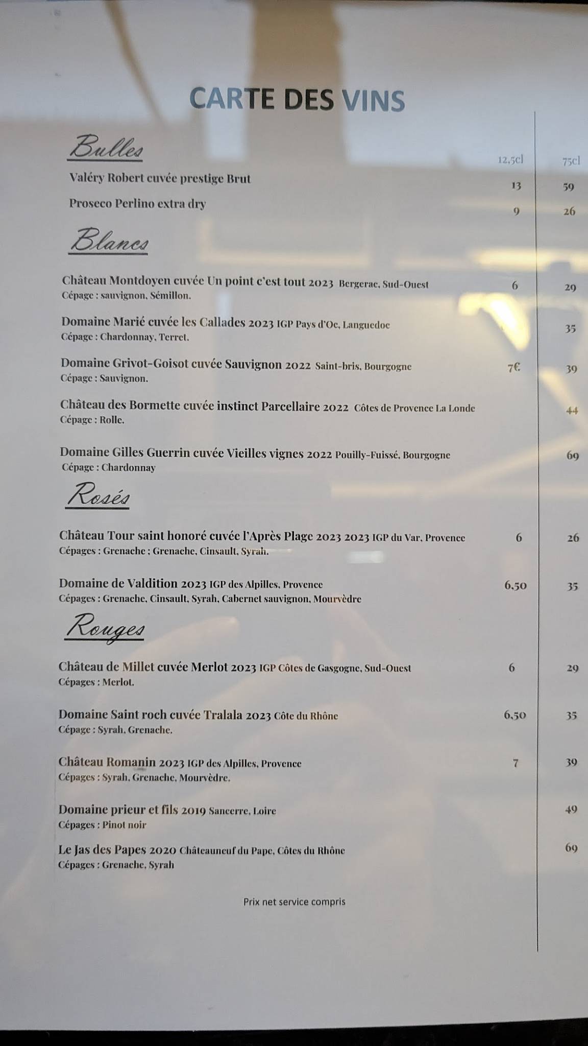 Menu au L'Alchimie restaurant Nice, Nice