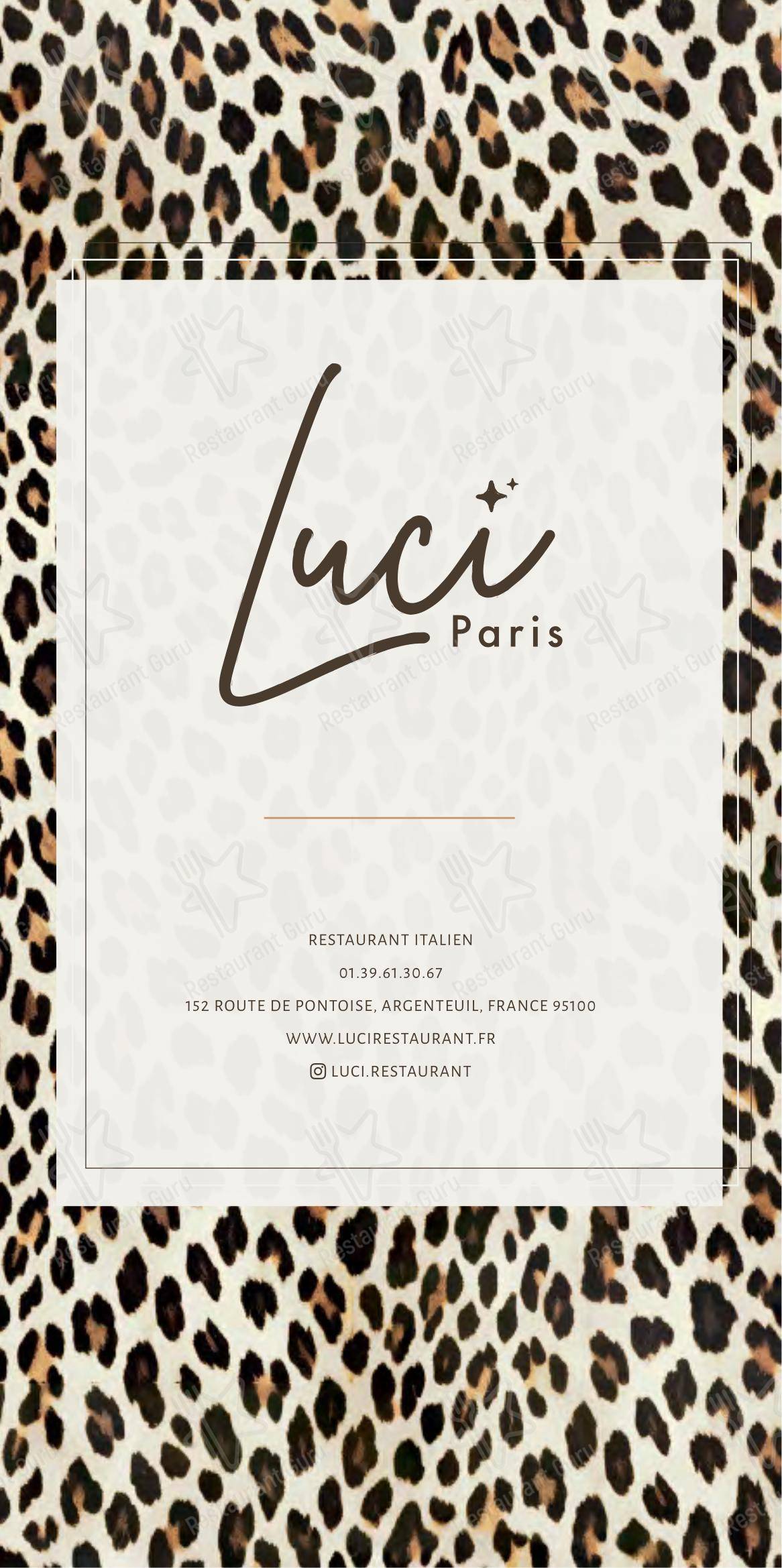 Menu au Luci restaurant, Argenteuil