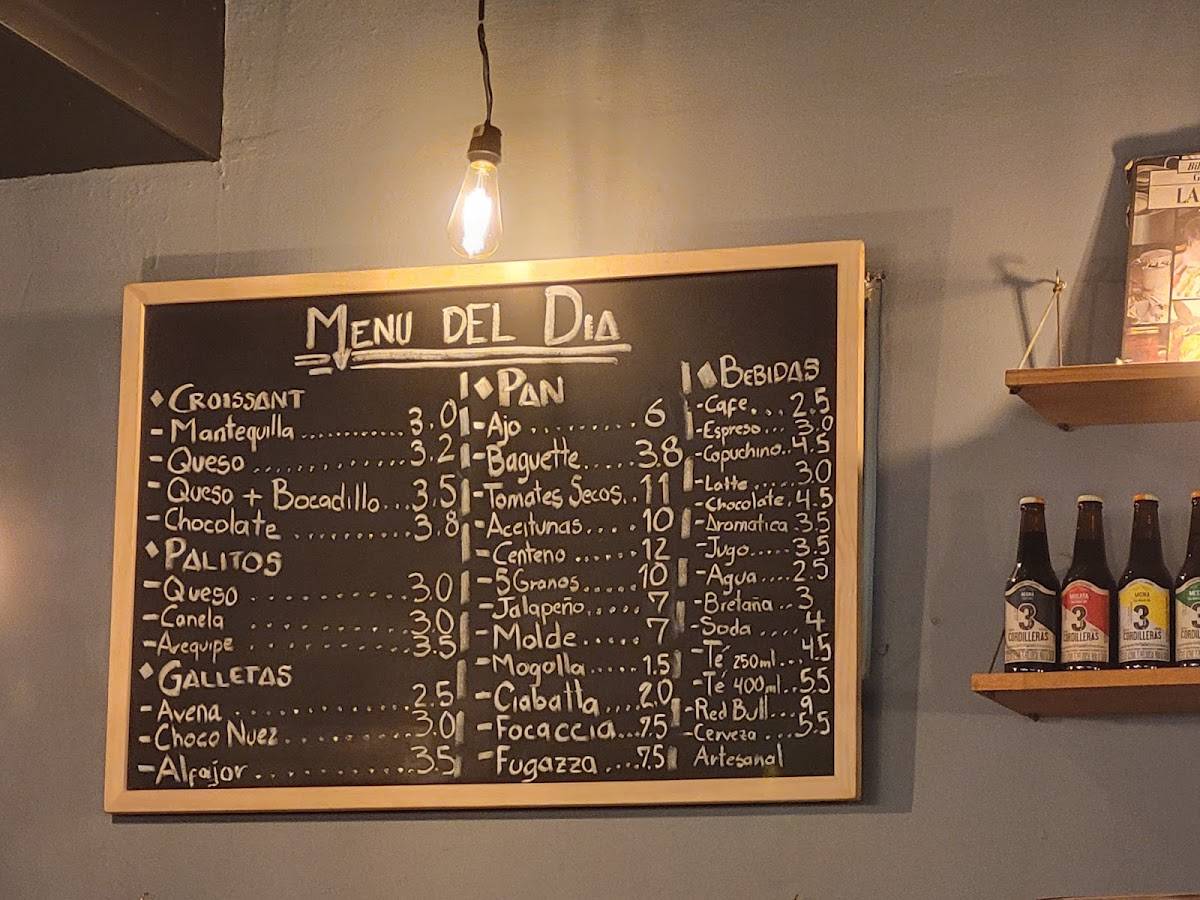 Menu at La Cava del Pan Panaderia Artesanal, Bogotá