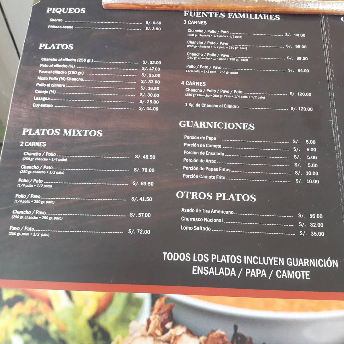 Carta del restaurante La Cilindrada del Pedrito, Surquillo, C. Los ...
