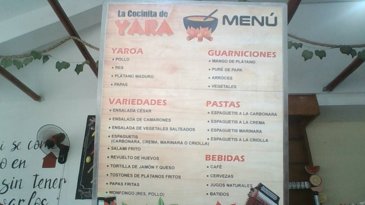 Menu at La Cocinita de Yara restaurant, Punta Cana