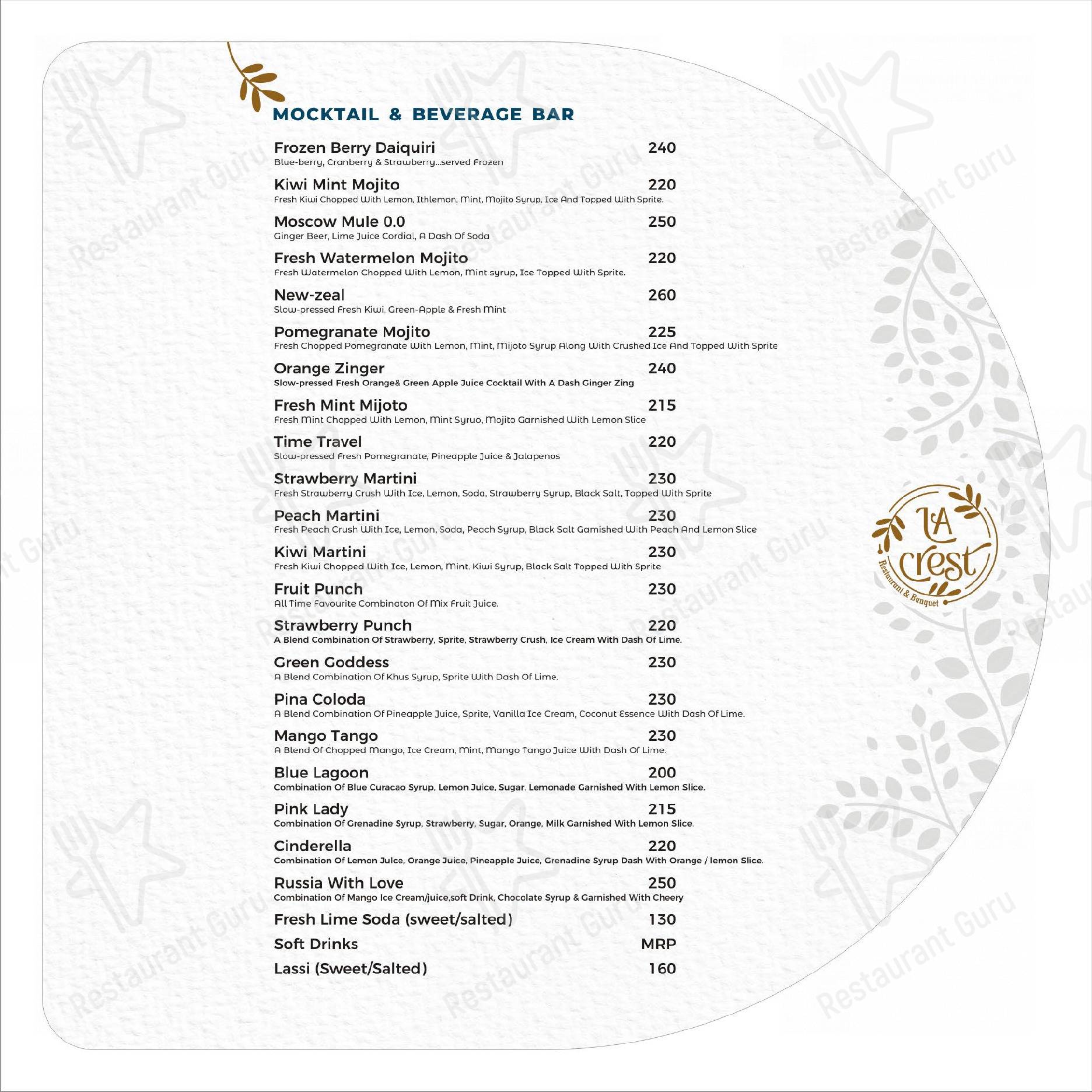 Menu at La Crest Restaurant & Banquet, Gandhinagar