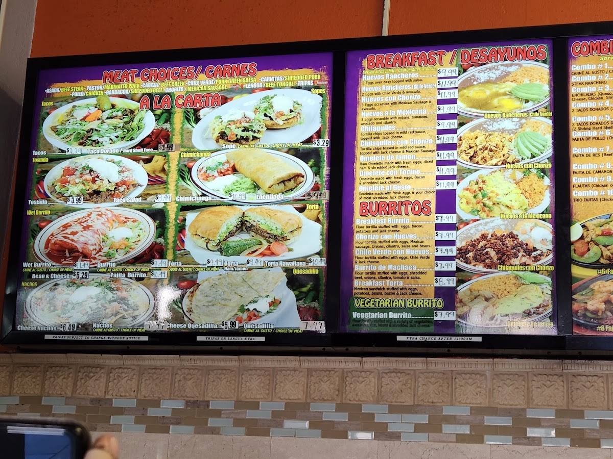 Menu at La Fonda restaurant, Wasco