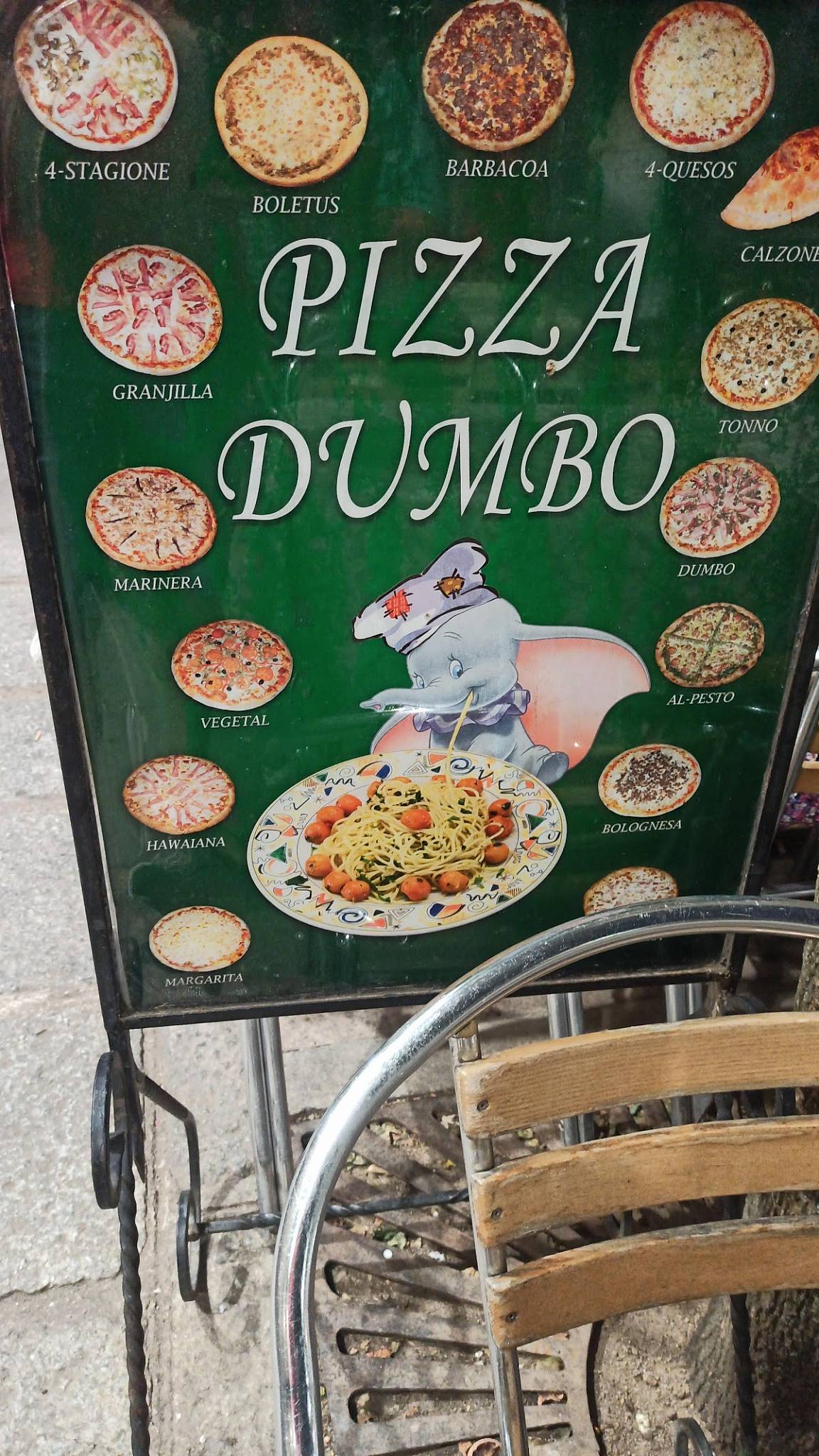Carta de Pizzería Dumbo, La Granja de San Ildefonso, C. Infantes