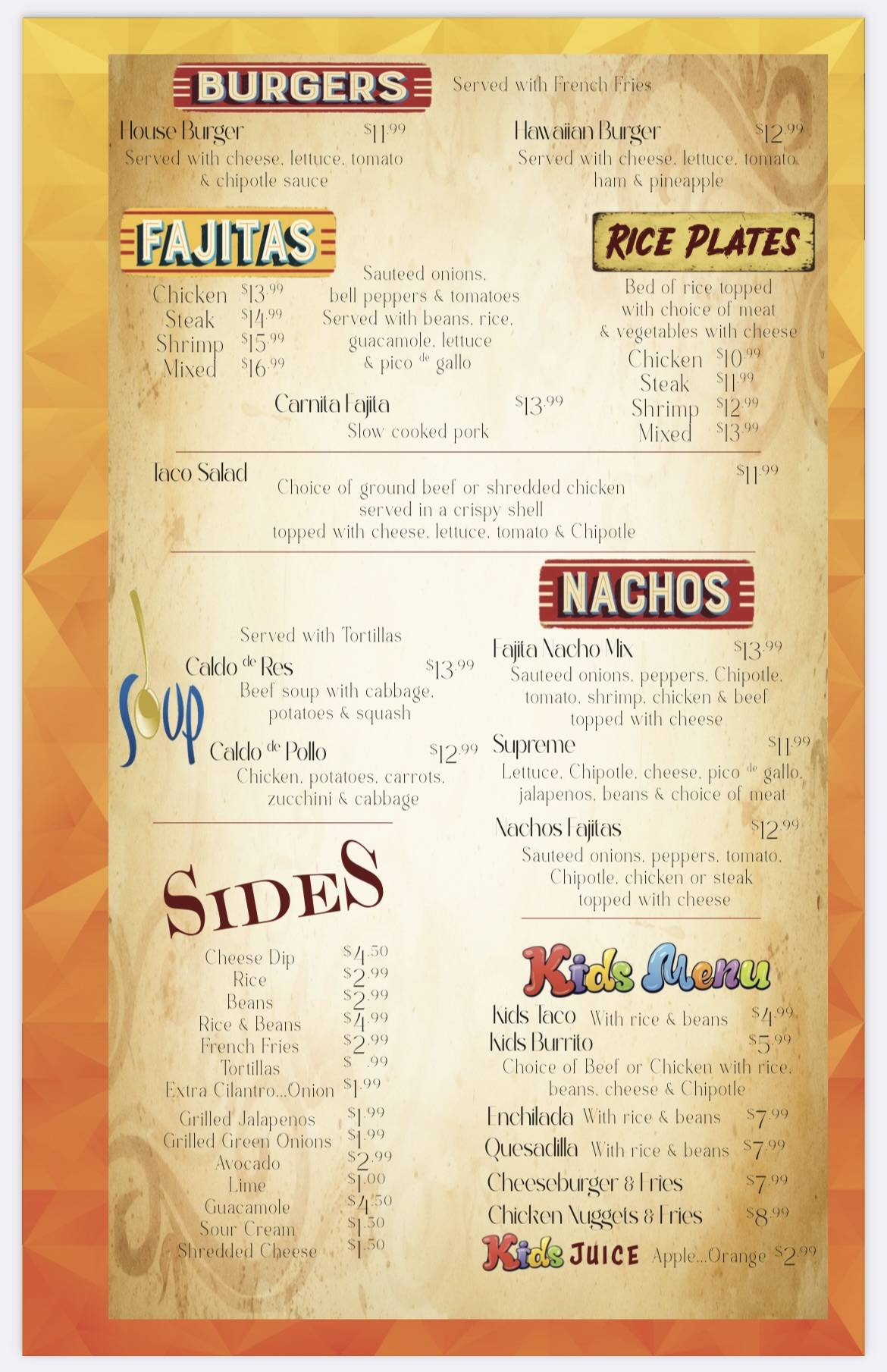 Menu at La Katrina Restaurant Bar, Abbotsford