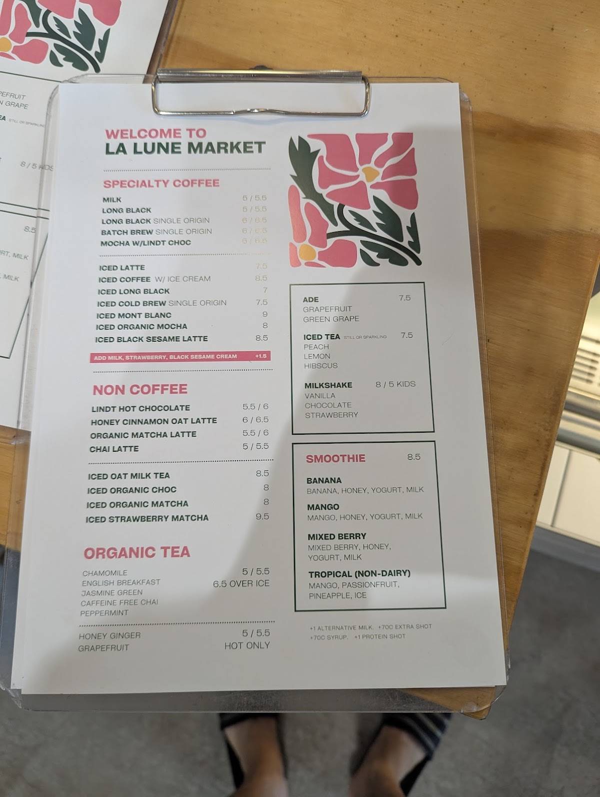 Menu at La Lune Market cafe, North Strathfield