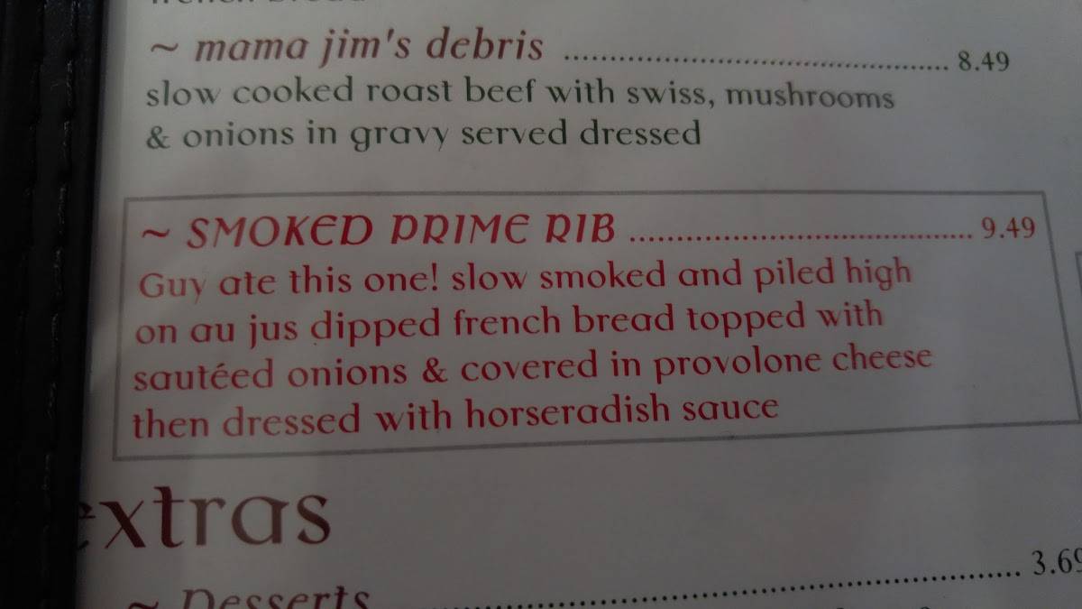 Menu at La Pines Cafe, Slidell