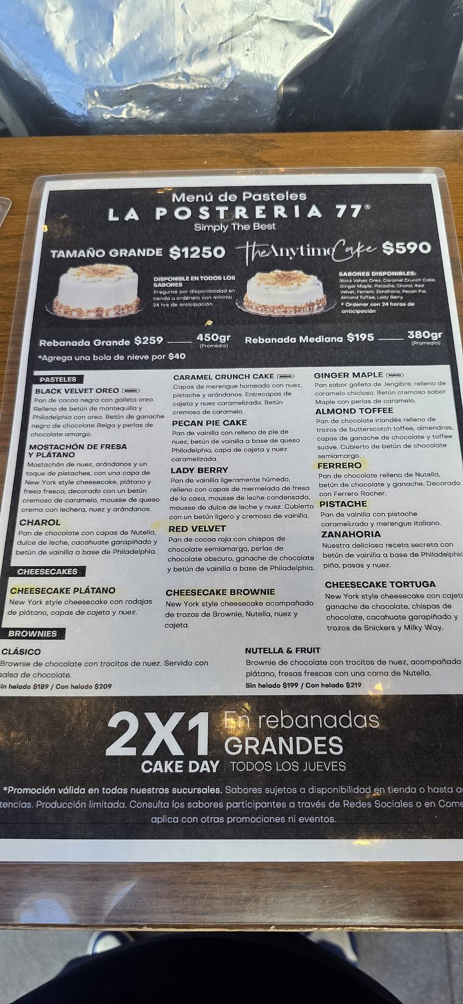Carta del restaurante La Postreria 77 | Parque Centro, Saltillo, Saltillo