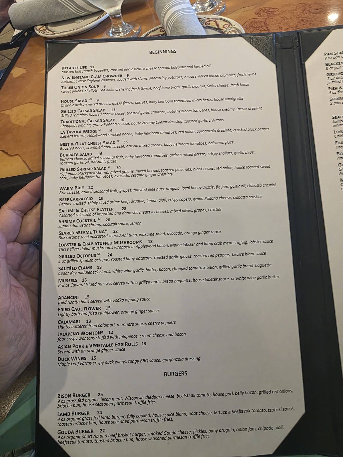 Menu at La Tavola Restaurant and Bar, Marco Island