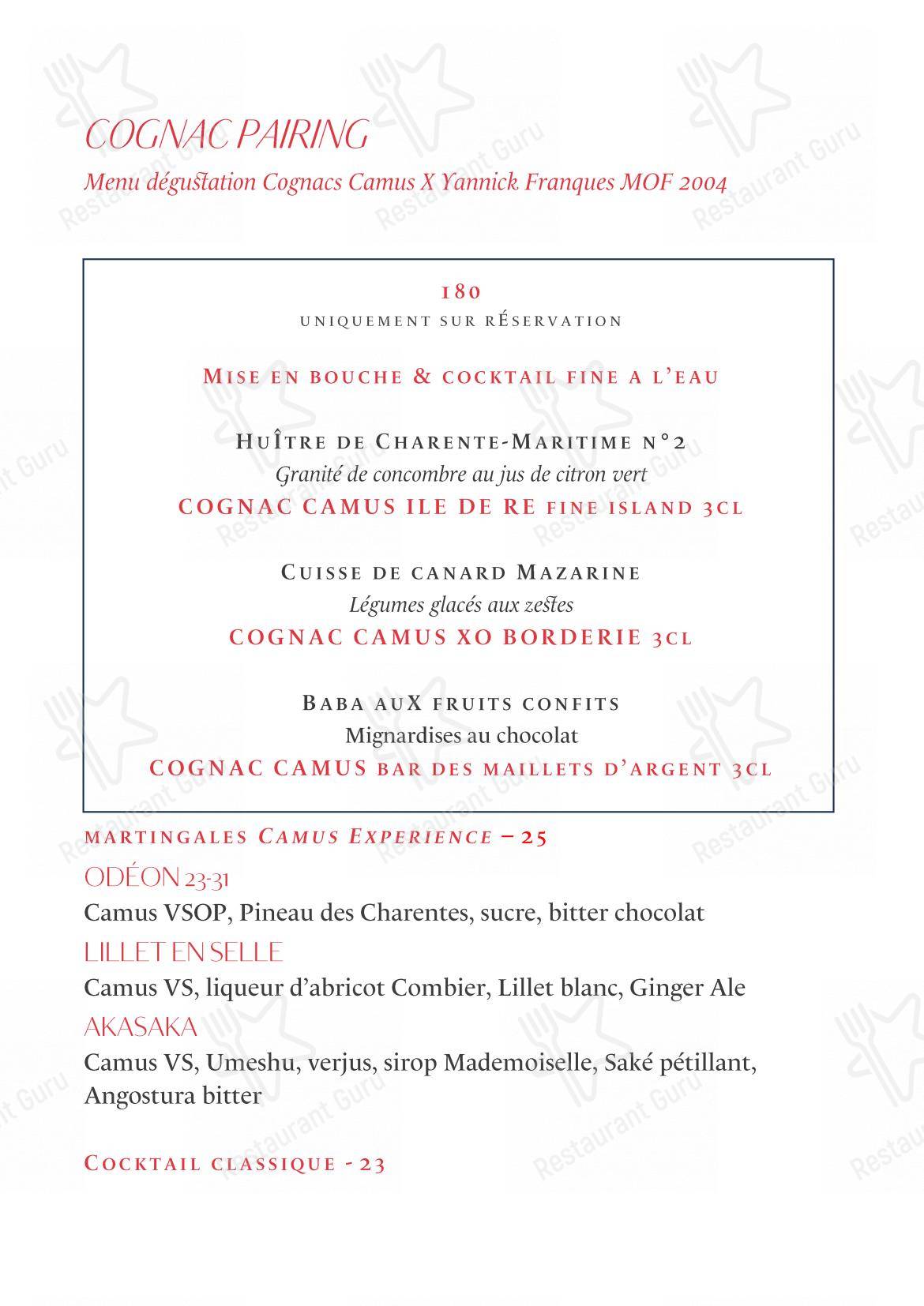 Menu at La Tour d'Argent restaurant, Paris, 15 Quai de la Tournelle