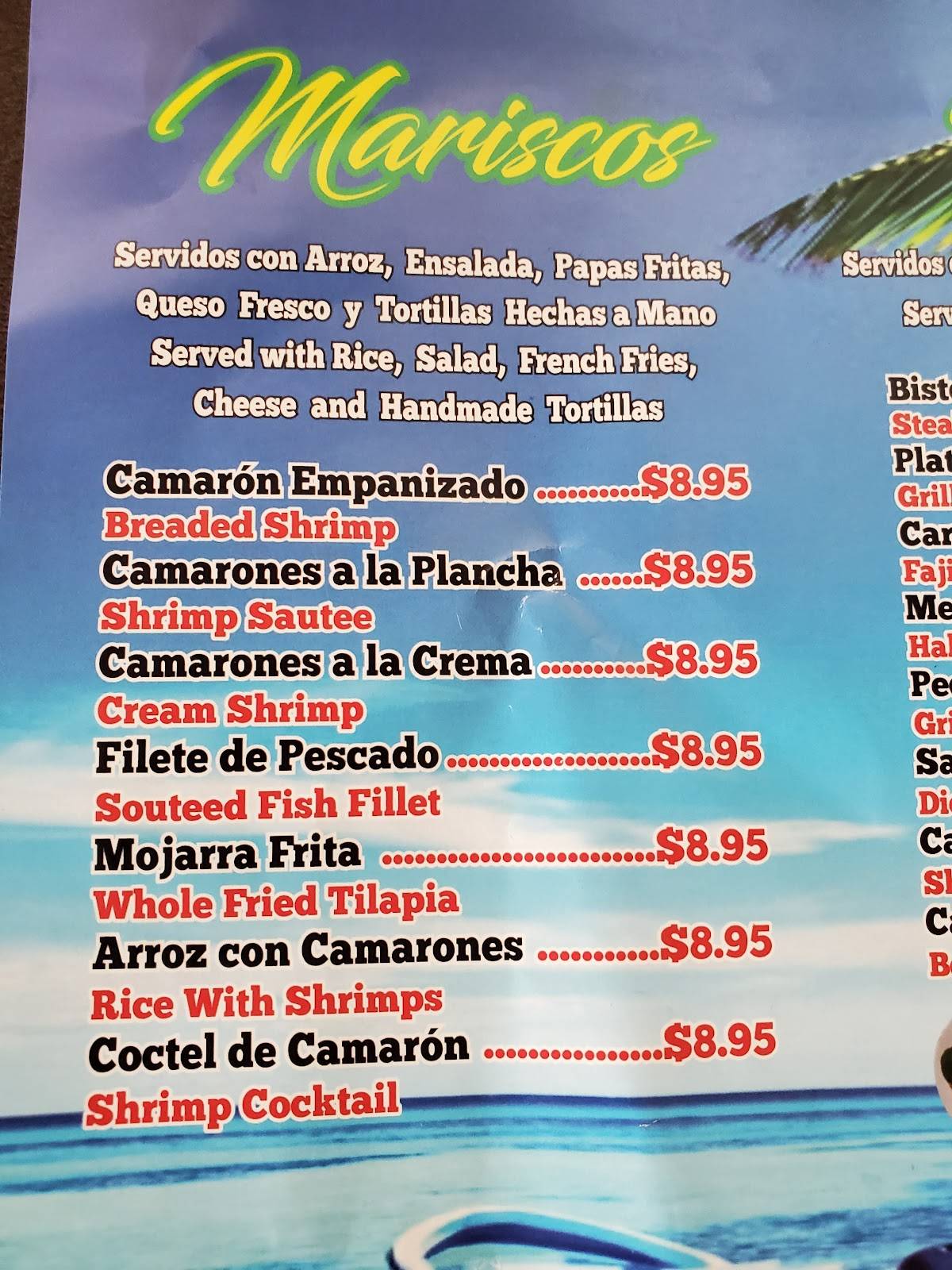 Menu at La Union restaurant, Houston, Wilcrest Dr
