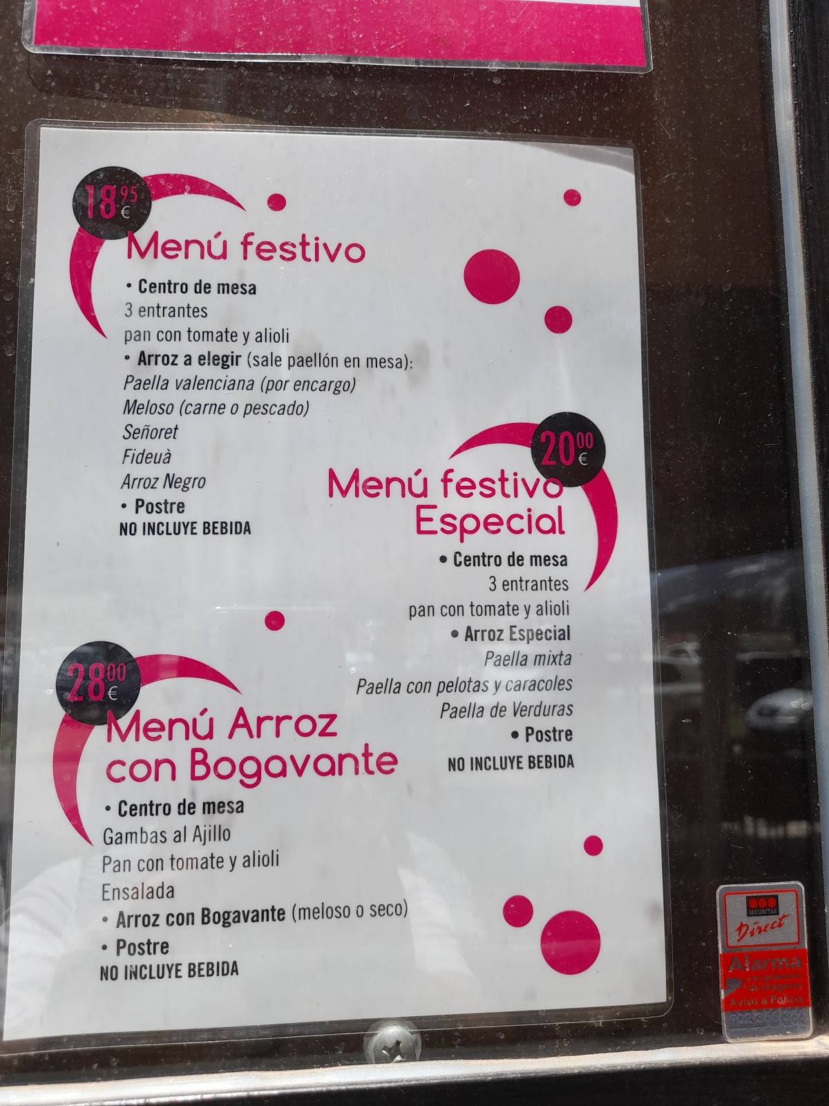 Carta del restaurante La pimienta rosa, Benicasim