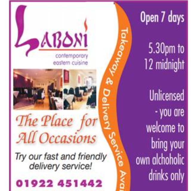 Menu at Laboni Restaurant, Walsall