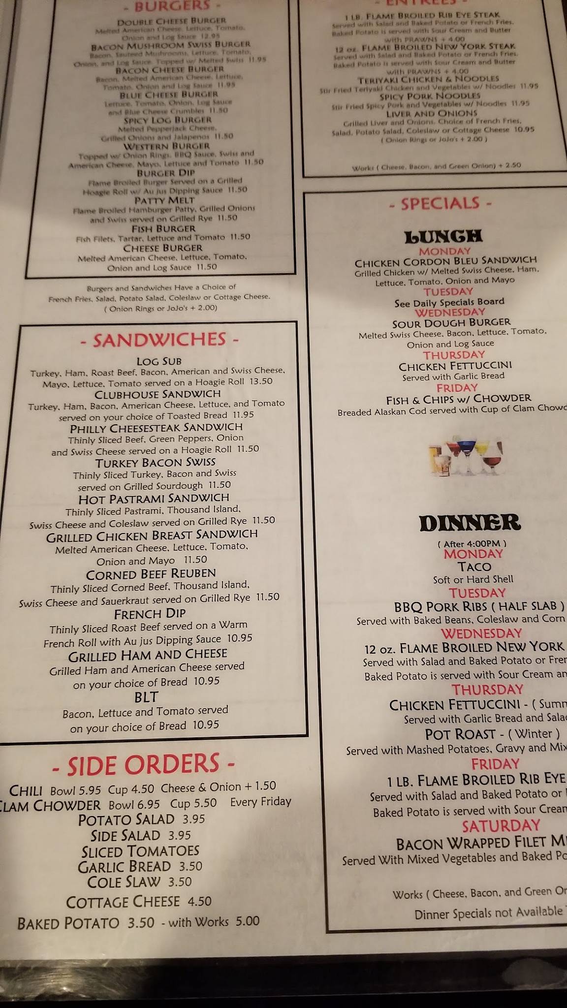 Menu at Log Cabin Bar & Grill, Lacey