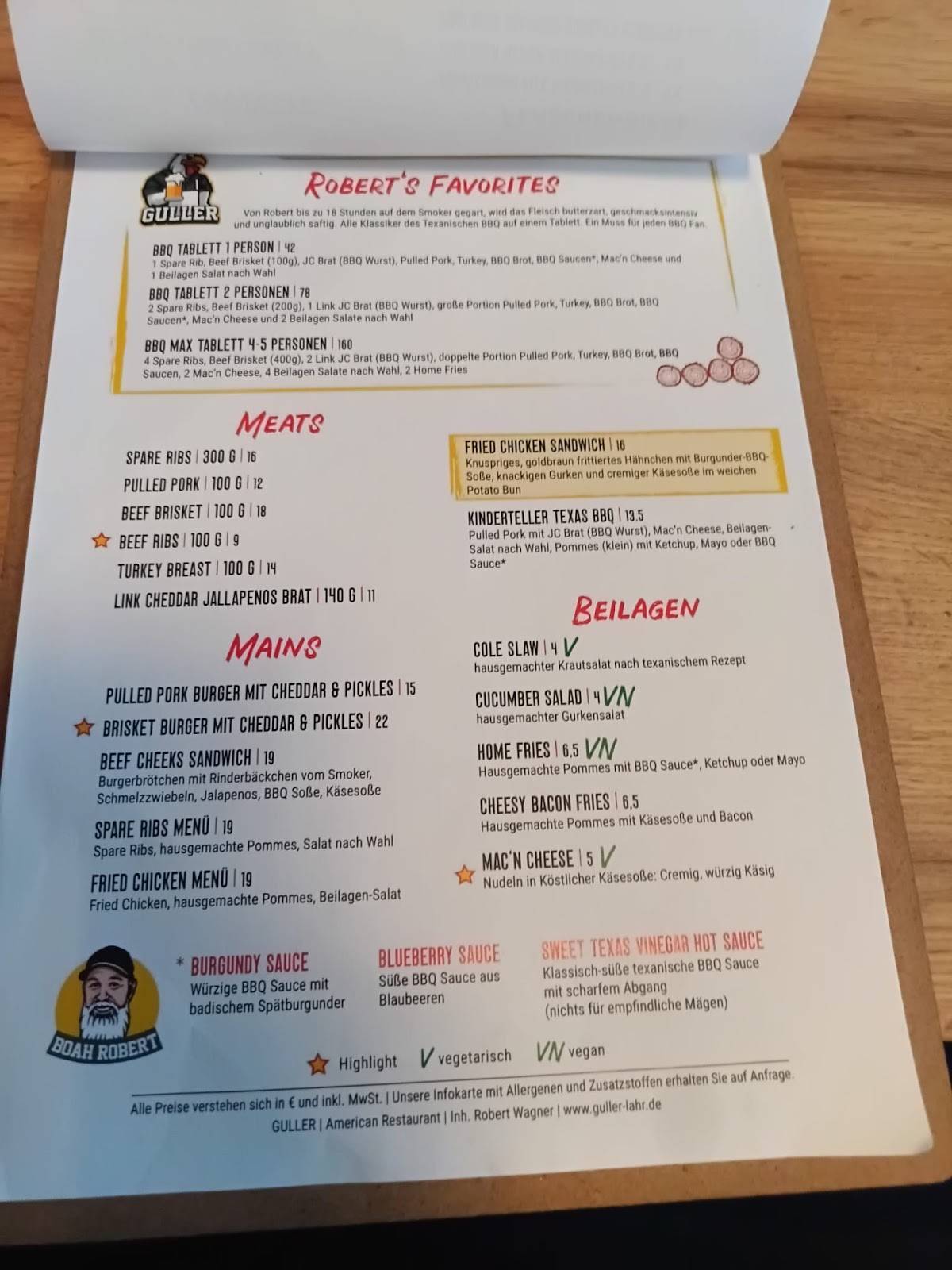 Speisekarte von Guller American Restaurant, Lahr/Schwarzwald