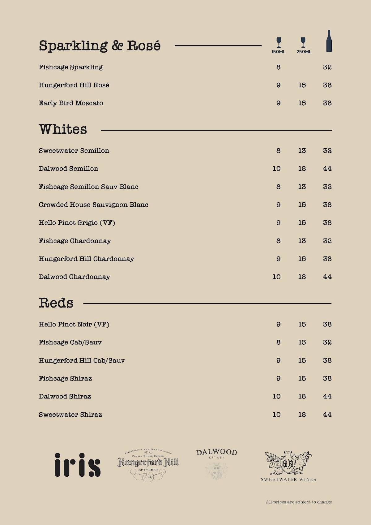 Menu at Cams Wharf Tavern cafe, Cams Wharf