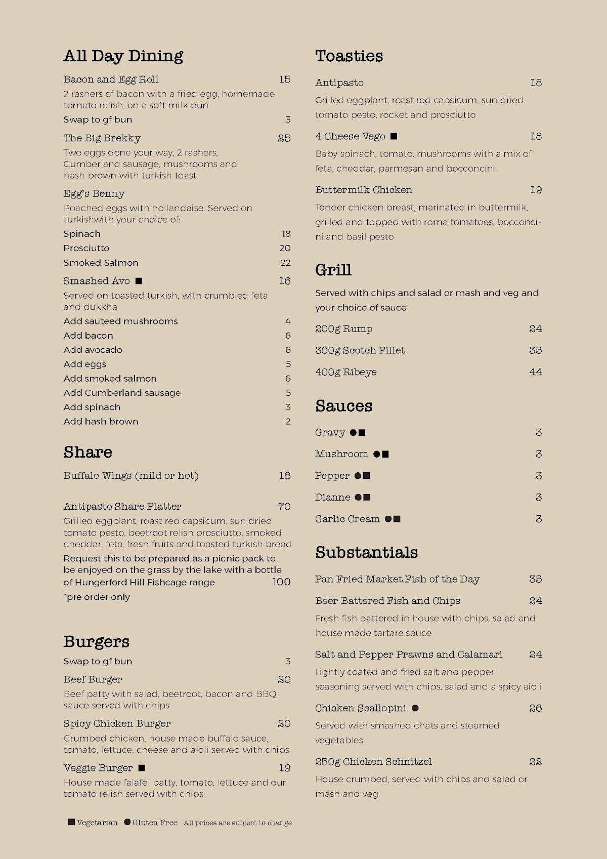 Menu at Cams Wharf Tavern cafe, Cams Wharf