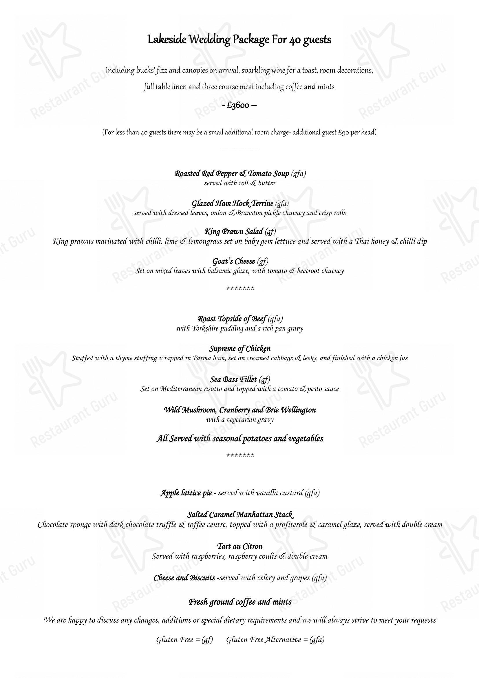 Menu at Lakeside Bistro cafe, Overseal