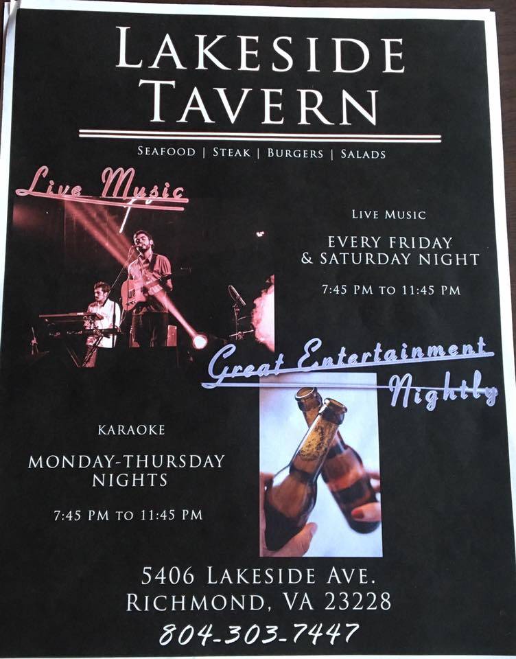 Menu at Lakeside Tavern pub & bar, Richmond, Lakeside Ave