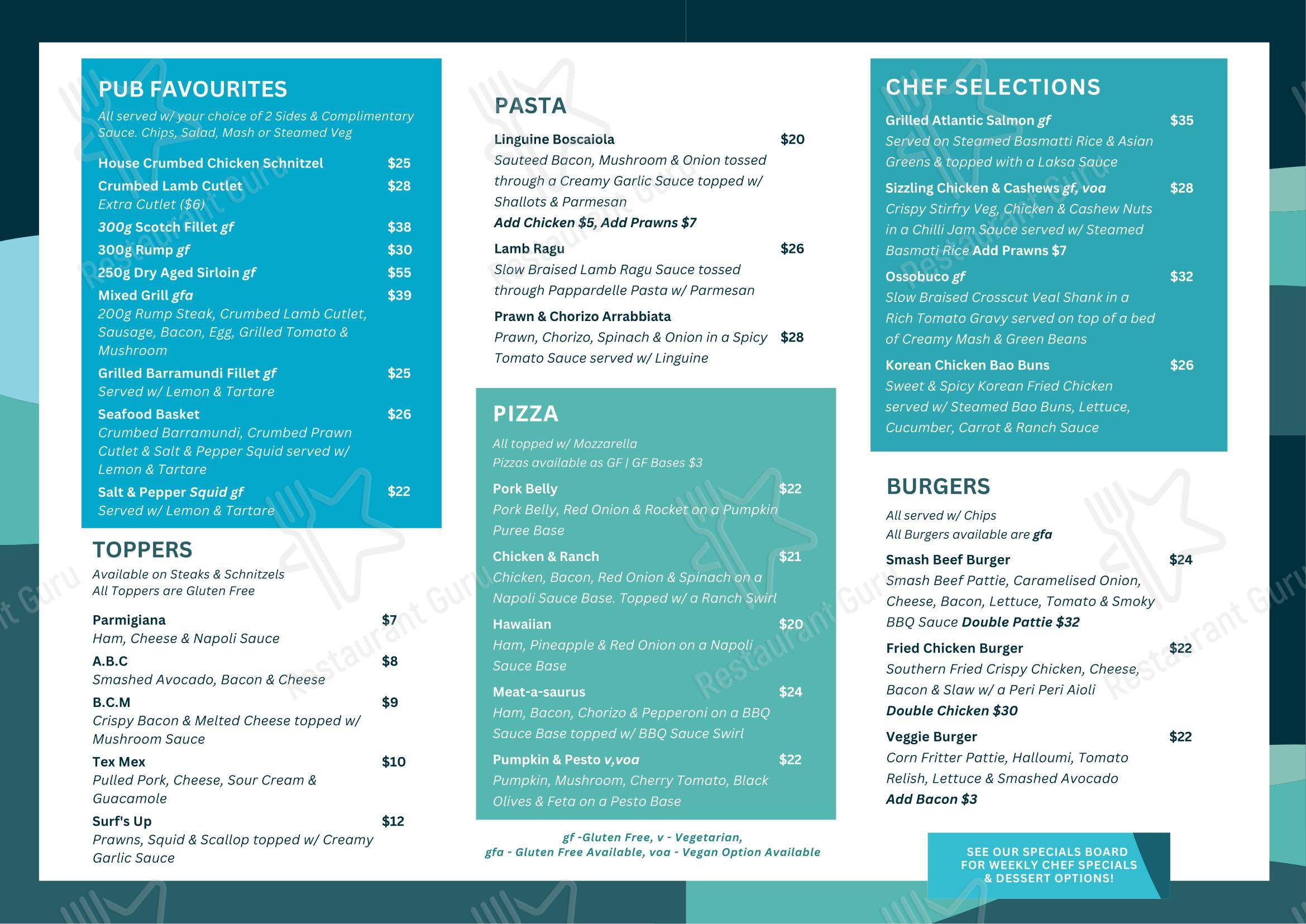 Menu at Lakeside Village Tavern restaurant, Raymond Terrace, 74 ...
